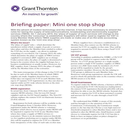 Briefing Paper: Mini One-Stop-Shop | PDF