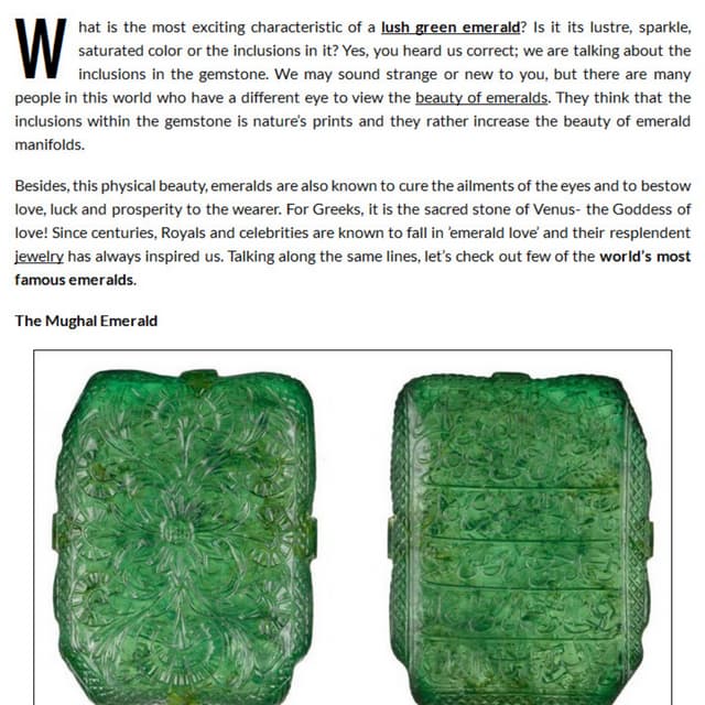 Most Famous Emeralds of the World | PDF