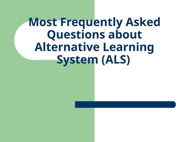Alternative learning system (ALS) | PPTX