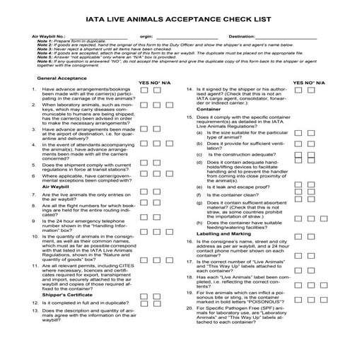 iata live animals acceptance check list1 | PDF
