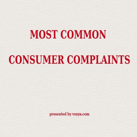 Most common consumer complaints in india | PPTX