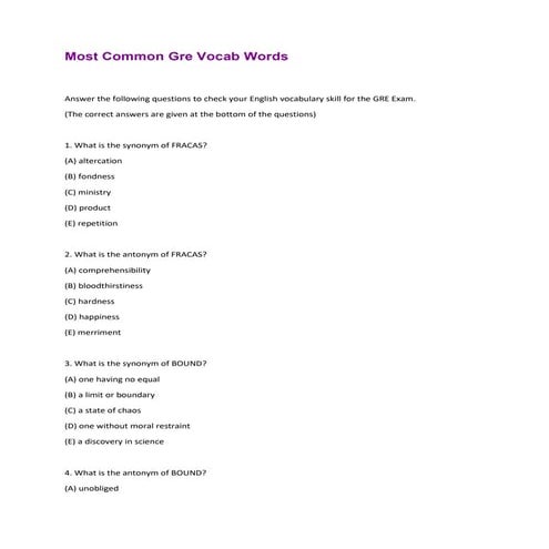 Most Common Gre Vocab Words | PDF