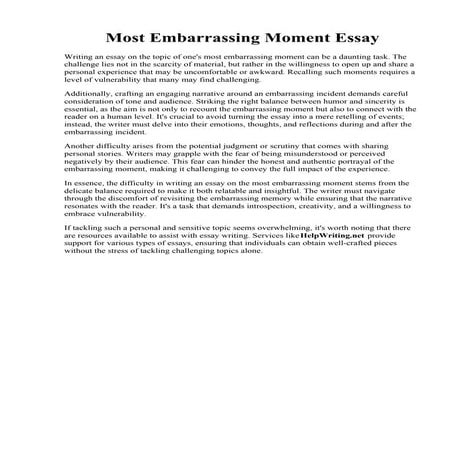 Most Embarrassing Moment Essay. My Most Embarrassing Moment - Personal ...