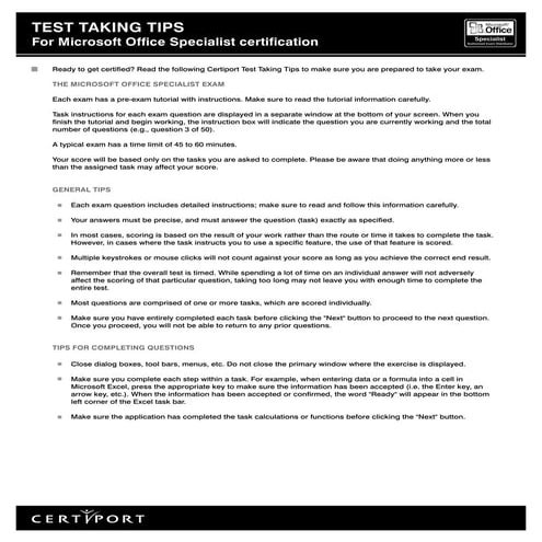 Mos Test Taking Tips | PDF