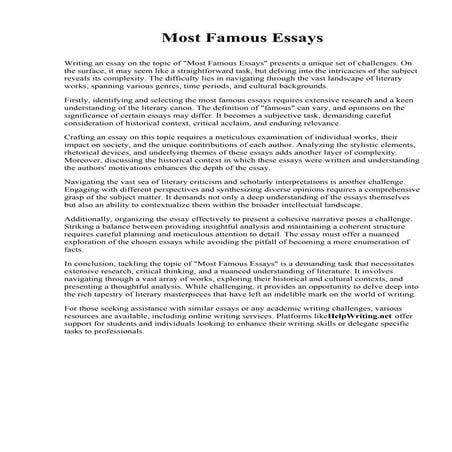 Most Famous Essays. Carl Albert State College | PDF