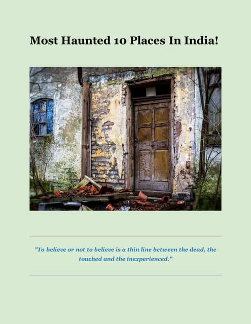 6 Spooky destinations in India that will leave you terrified | PPT