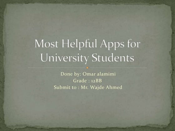 top 5 helpful apps for university students | PPT