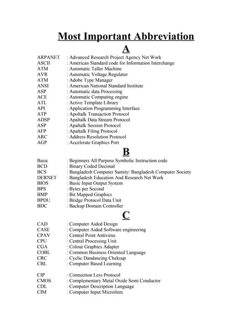 A To Z Full Form + All Full Form List pdf Download | PDF