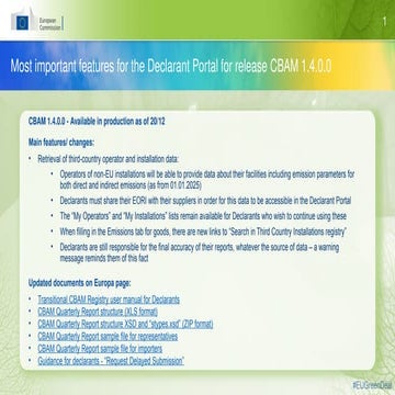 Most important features for the Declarant Portal for release CBAM 1.4.0.0.pptx