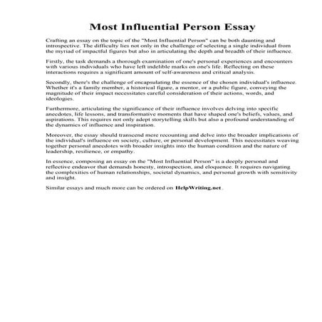 Most Influential Person Essay | PDF