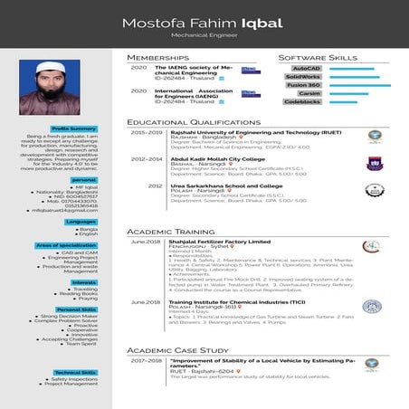 Mostofa fahim iqbal resume | PDF