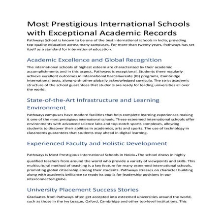 Most Prestigious International Schools with Exceptional Academic ...