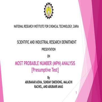 MOST PROBABLE NUMBER (MPN) ANALYSIS [.pptx