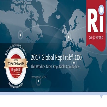 Most reputable companies in the world 2017 global rep trak | PPT