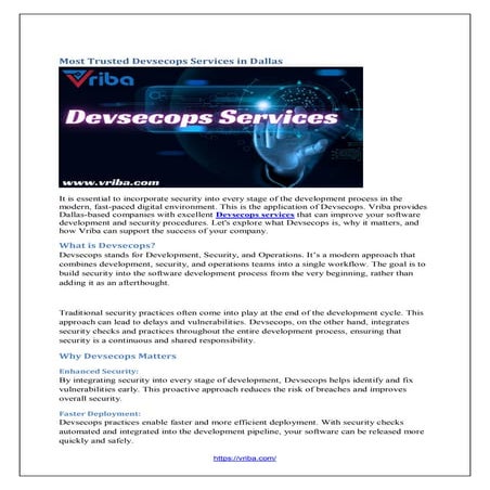 World Class DevSecOps Services in Dallas with Vriba | PDF