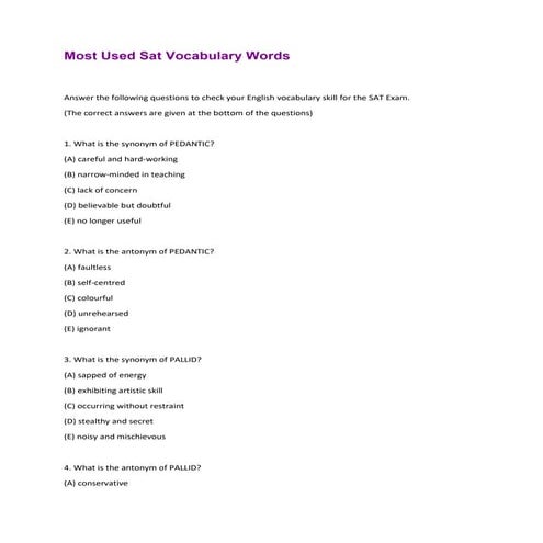 1000 Sat Vocabulary Words | PDF