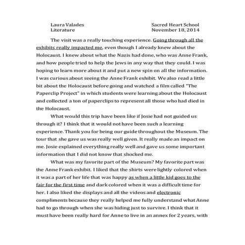 Museum of Tolerance Essay | DOCX