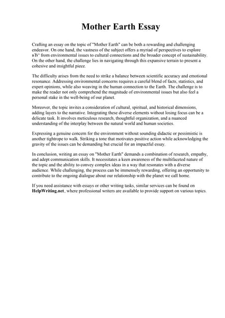 Essay Writing On Nature | PDF