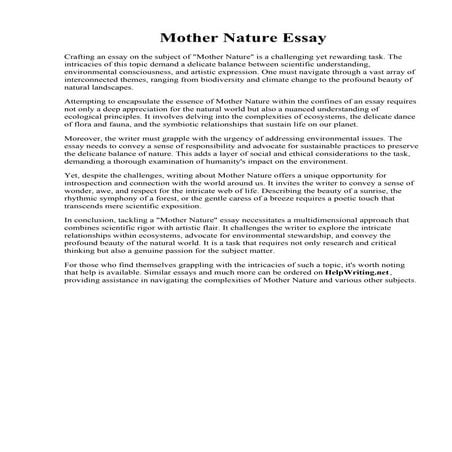Mother Nature Essay | PDF