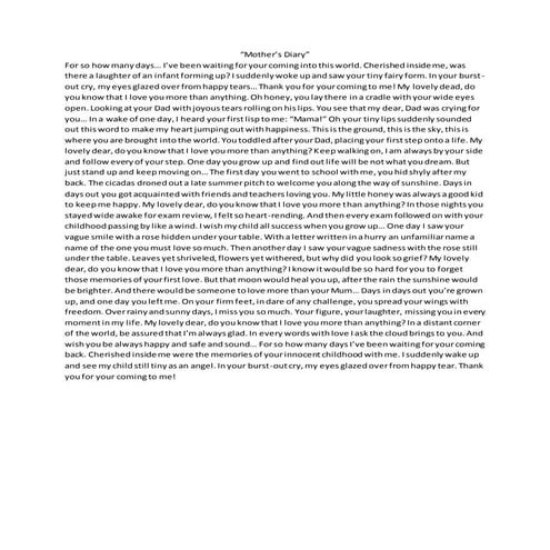 Mother's diary | DOCX