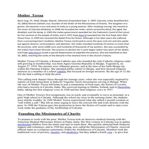 Mother teresa | DOCX