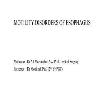 Motility disorders of esophagus new | PPTX | Digestive Disorders ...
