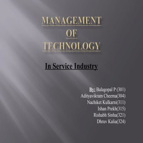 Management of Technology - Service Industry | PPT
