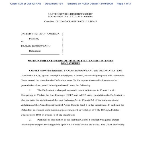 Motion for extension of time to file expert witness disclosures | PDF