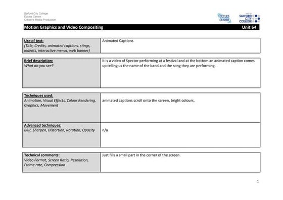 Motion graphics and_compositing_video_analysis_worksheet_3 | PPT