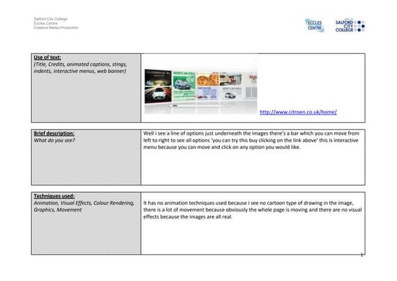 Motion graphics and_compositing_video_analysis_worksheet_thor | PPT