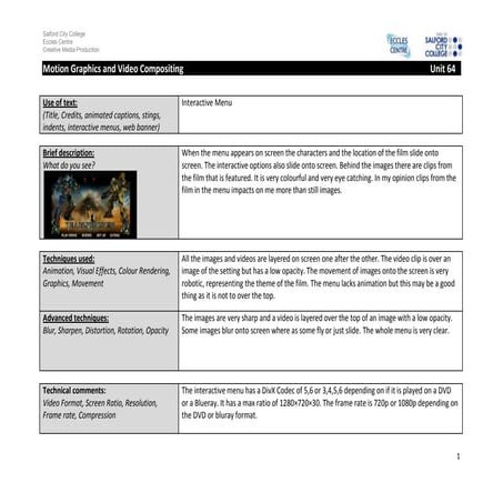 Motion graphics and_compositing_video_analysis_worksheet2 | PPT