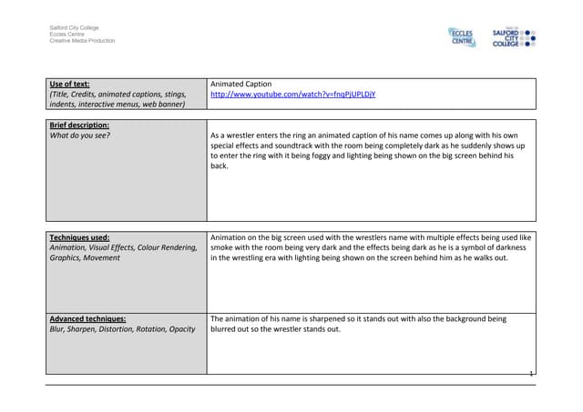 Motion graphics worksheet channel4 | DOC