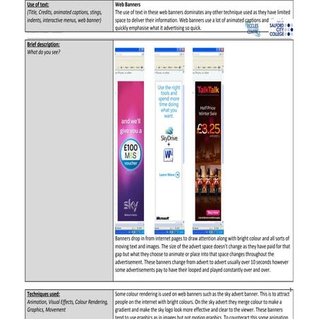 Motion graphics worksheet web banners | DOC | Web Design and HTML ...