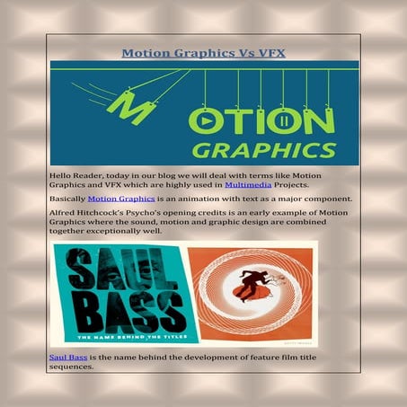 Motion Graphics Vs VFX | PDF