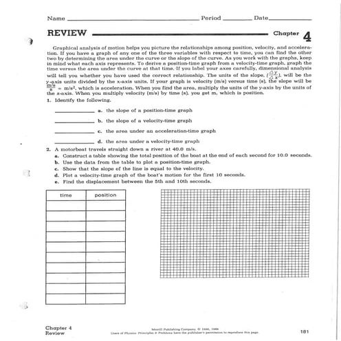 Kinematics Motion Graph Worksheets Position Vs Time Graph | TPT
