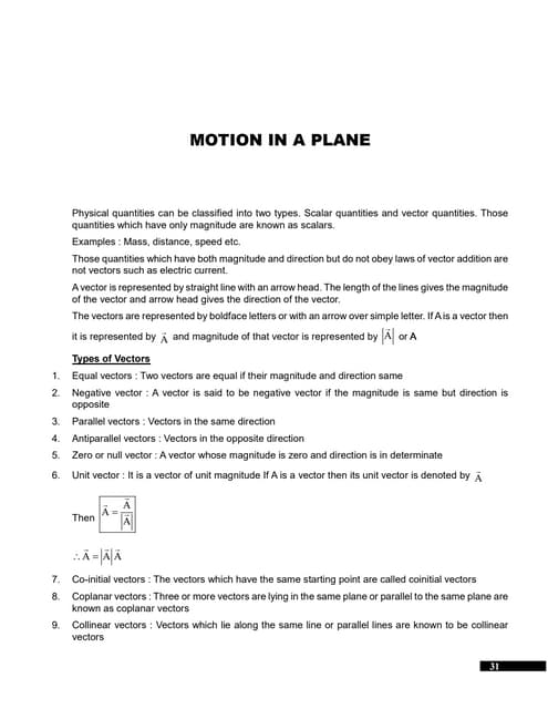 Motion in a plane formula | PDF