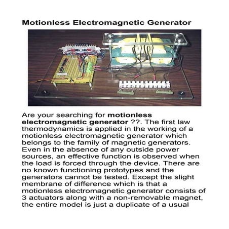 Motionless Electromagnetic Generator - Generate Super Cheap Electricity ...