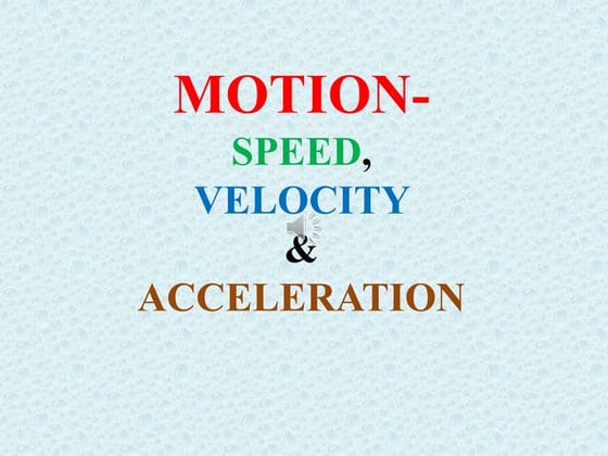Speed and velocity | PPT