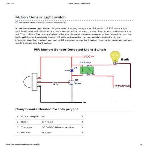 Motion sensor light switch | PDF