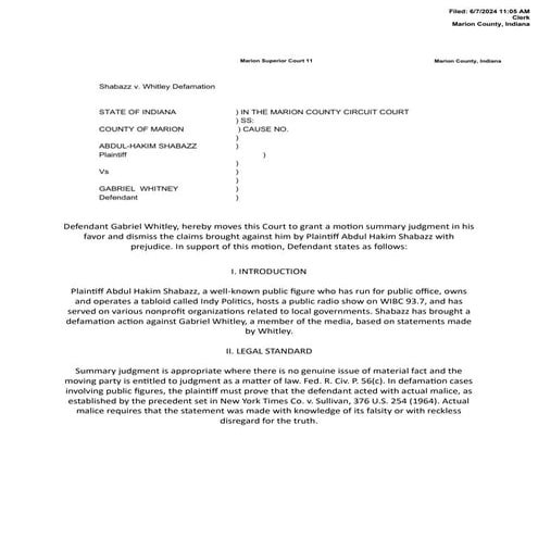 Gabriel Whitley's Motion Summary Judgment | PDF