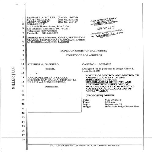 Motion to amend judgment points & authorities- signed | PDF | Legal ...