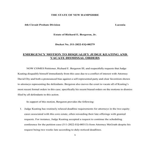 Motion to Disqualify Judge Christopher M. Keating | DOC