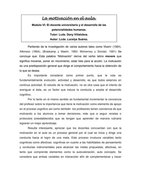 Motivación y autocontrol de la conducta de estudio | PDF