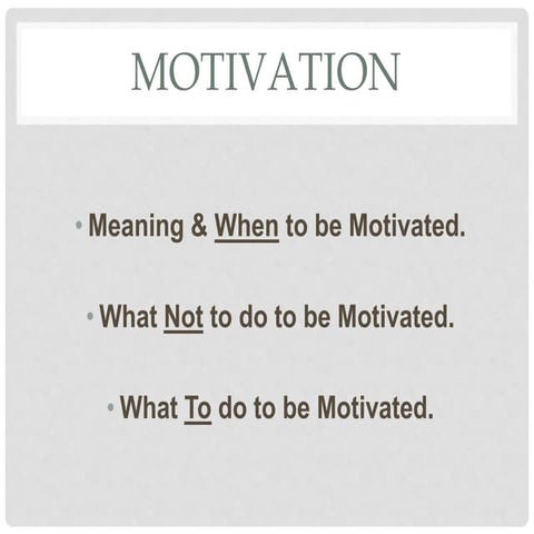 Motivation - To dos and Not To-dos | PPTX