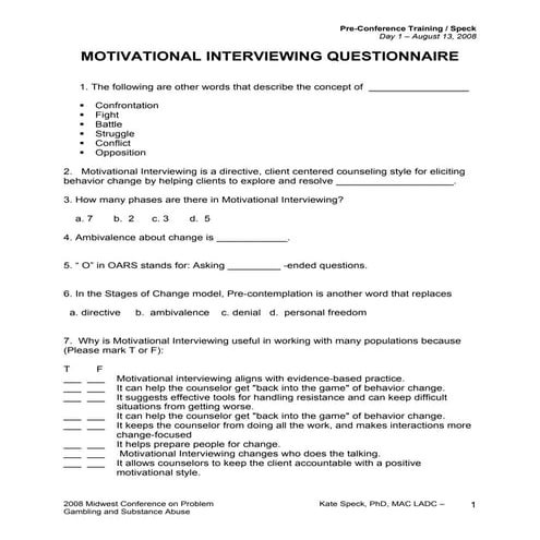 Motivational interviewing handout | PDF