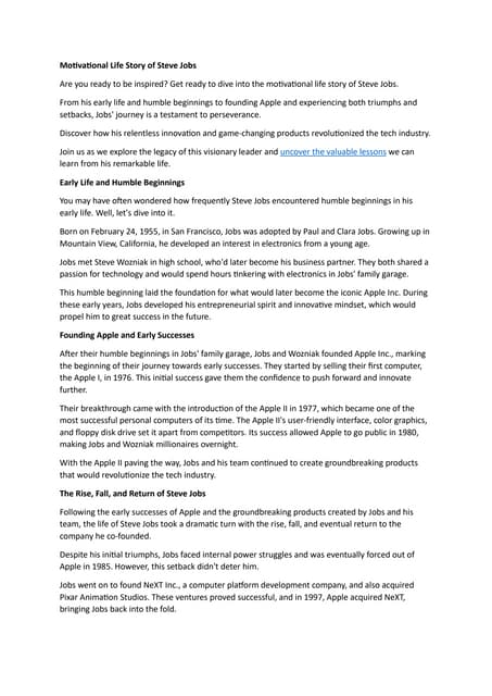 Essay On Steve Jobs Life. Louisiana College | PDF