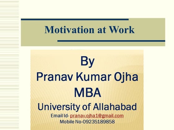 Motivation at Workplace | PPT
