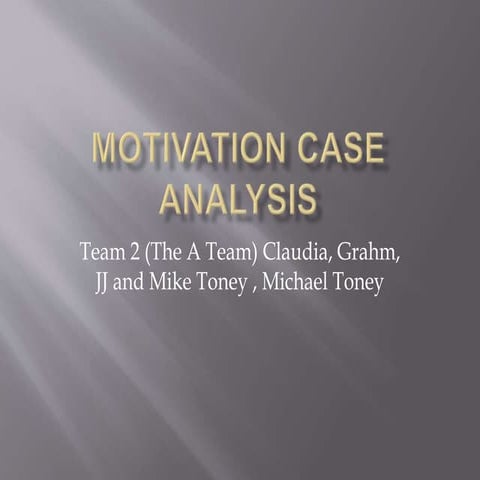 Motivation case analysis mba ( mike toney , mike toney ) | PPT