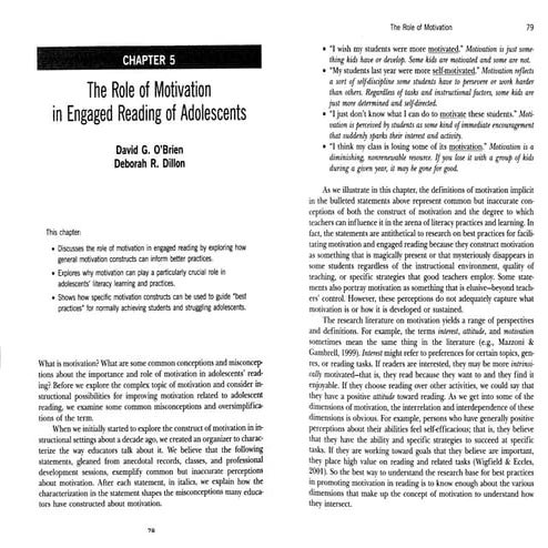 The Role of Motivation in Engaged Reading of Adolescents | PDF