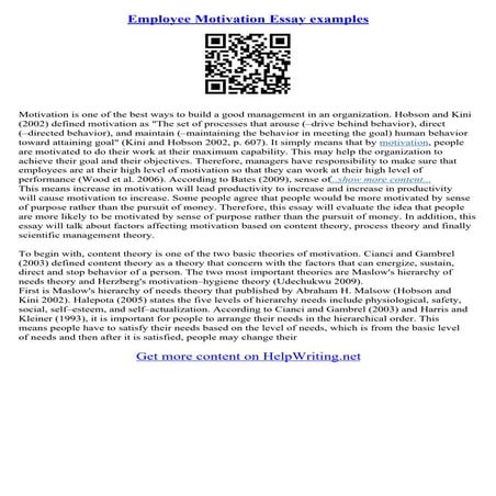 Motivation Essays Examples | PDF